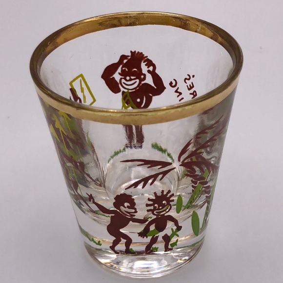 Vintage | Dining | Vintage Mid Century Shot Glass Jungle Natives Heres ...